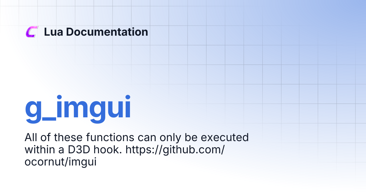 g_imgui | Lua Documentation