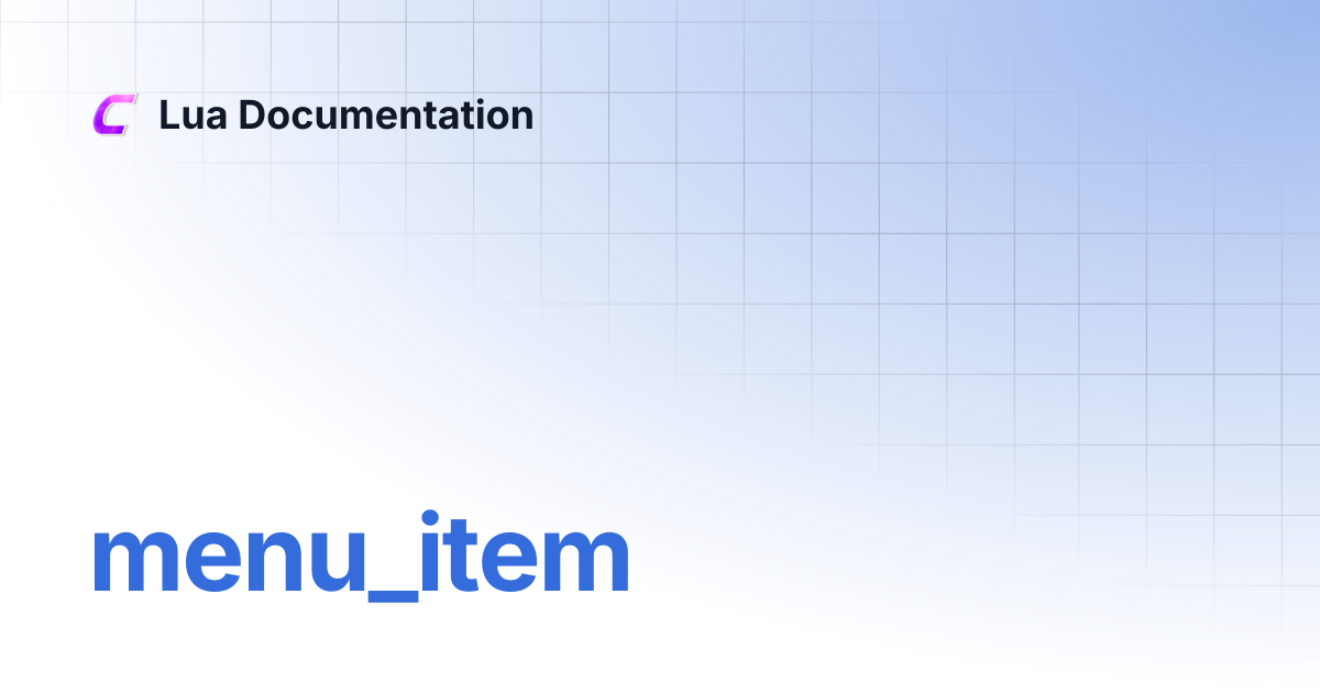 menu_item | Lua Documentation